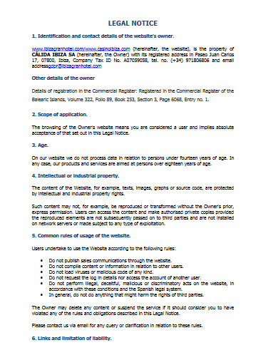 Legal Notice - 10+ Examples, Format, How To Create, Pdf