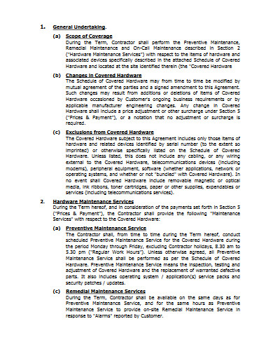 IT Maintenance Contract - 10+ Examples, Format, Pdf | Examples