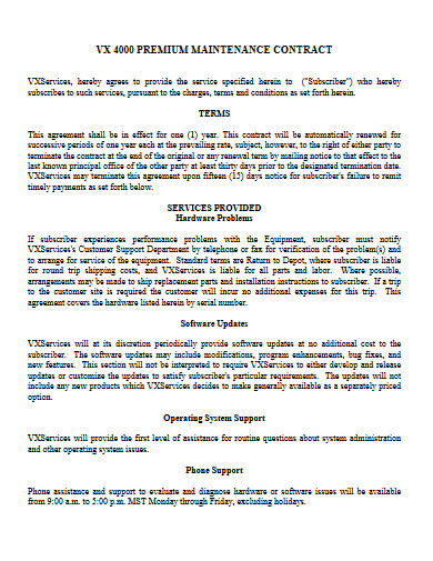 IT Maintenance Contract - 10+ Examples, Format, Pdf | Examples