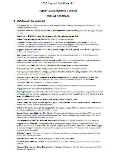 IT Maintenance Contract - 10+ Examples, Format, Pdf | Examples