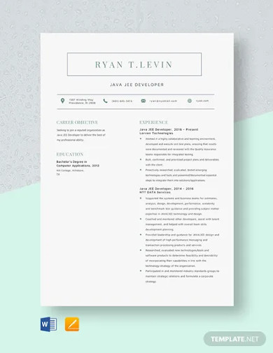 Java Developer Resume - 10+ Examples, Format, How to Create, PDF