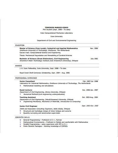 Engineering Resume - 15+ Examples, Format, Sample | Examples