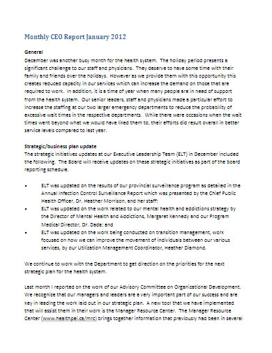 CEO Report - 10+ Examples, Format, Pdf | Examples