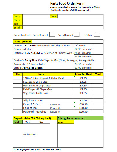 Food Order - 10+ Examples, Format, Pdf | Examples