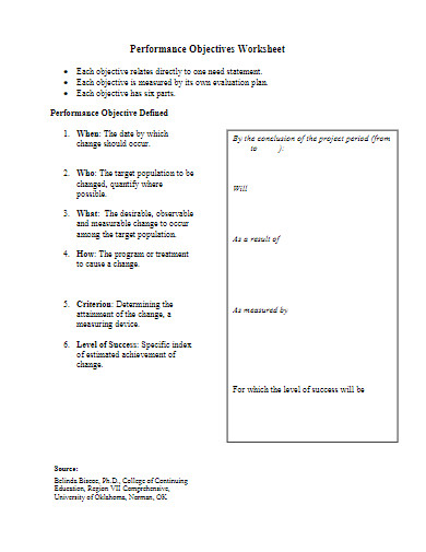 Performance Worksheet - 10+ Examples, Format, Pdf | Examples