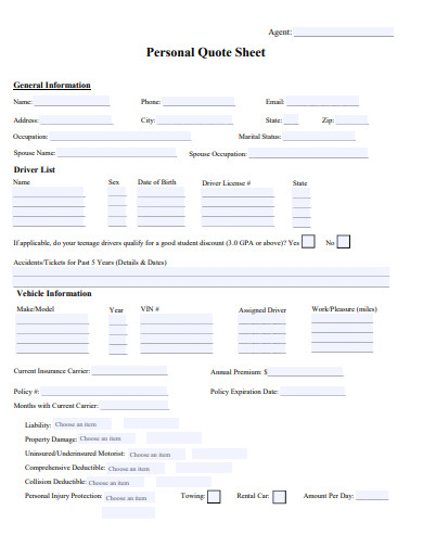 Quote Sheet - 10+ Examples, Format, Pdf | Examples