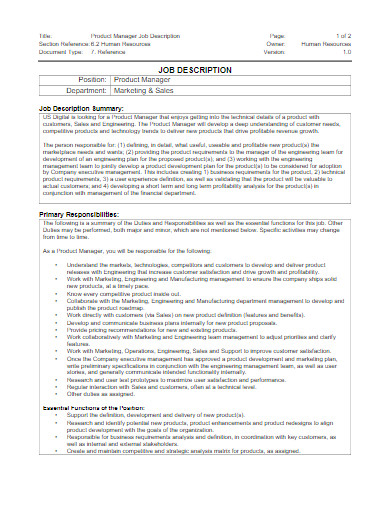 Product Manager Job Description - 10+ Examples, Format, Pdf | Examples