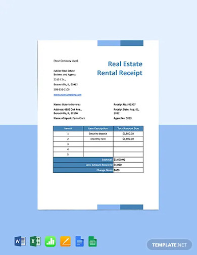 Rental Receipt Examples - 15+ [ House, Apartment, Car ] | Examples