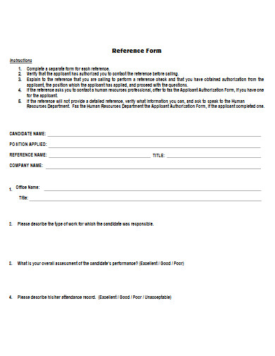 Reference Checking Form - 10+ Examples, Format, Sample | Examples