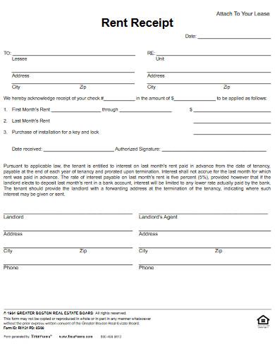 Rental Receipt Examples - 15+ [ House, Apartment, Car ] | Examples