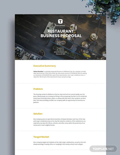 Restaurant Business Proposal - 10+ Examples, Format, Pdf | Examples