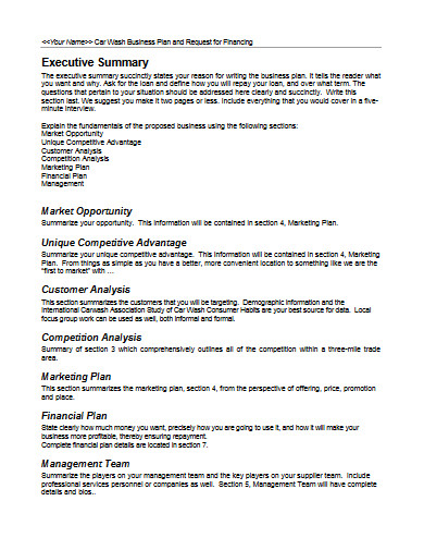 Car Wash Business Plan - 10+ Examples, Format, Pdf | Examples