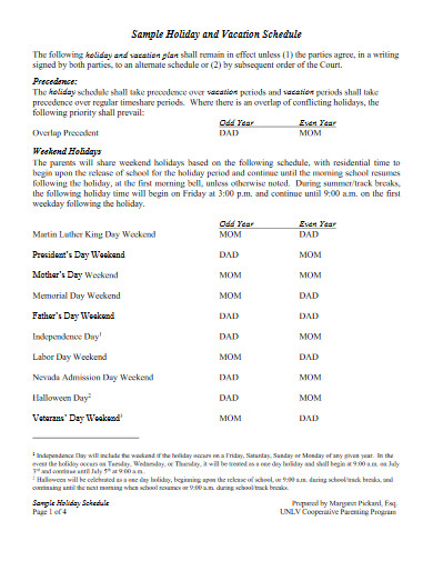 Vacation Schedule - 10+ Examples, Format, Pdf | Examples