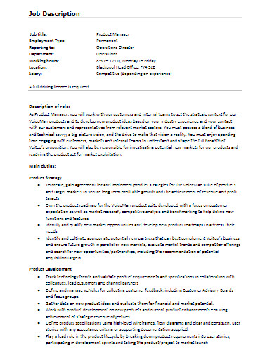 Product Manager Job Description - 10+ Examples, Format, Pdf | Examples