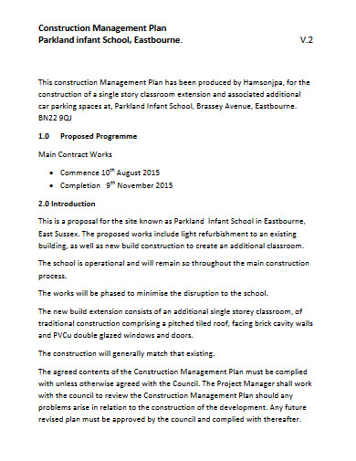 Construction Management Plan - 15+ Examples, Format, Pdf | Examples