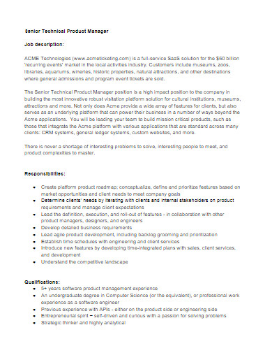 Product Manager Job Description - 10+ Examples, Format, Pdf | Examples