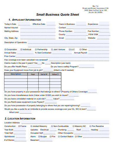 Quote Sheet - 10+ Examples, Format, Pdf | Examples