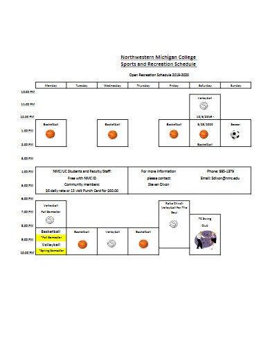 Sports Schedule - 10+ Examples, Format, Pdf | Examples