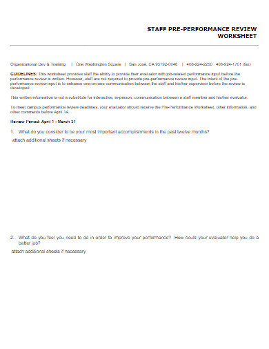 Performance Worksheet - 10+ Examples, Format, Pdf | Examples
