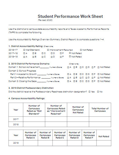 Performance Worksheet - 10+ Examples, Format, Pdf | Examples