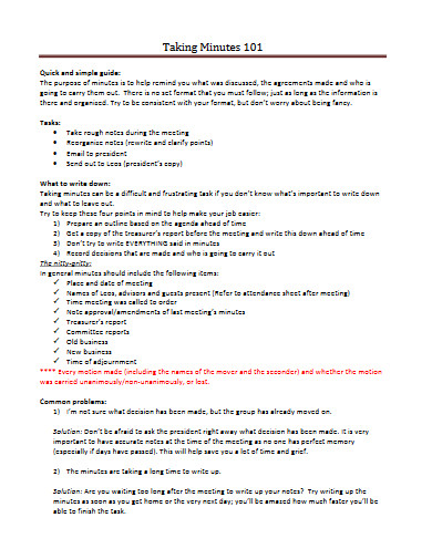 Taking Minutes - 10+ Examples, Format, Pdf | Examples