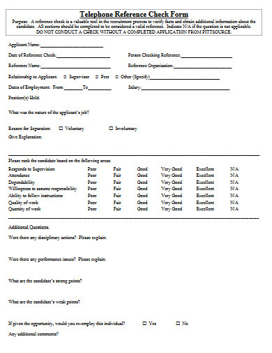 Reference Checking Form - 10+ Examples, Format, Sample | Examples
