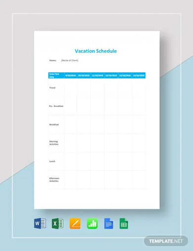 Vacation Schedule - 10+ Examples, Format, Pdf | Examples