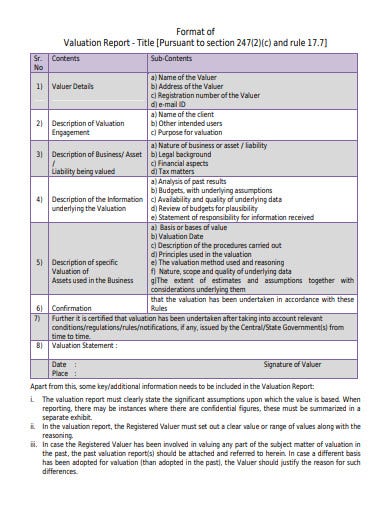 Valuation Report 10 Examples MS Word Pages Google Docs PDF 
