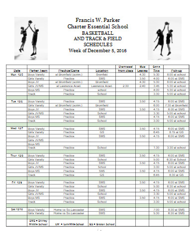 Sports Schedule - 10+ Examples, Format, Pdf | Examples