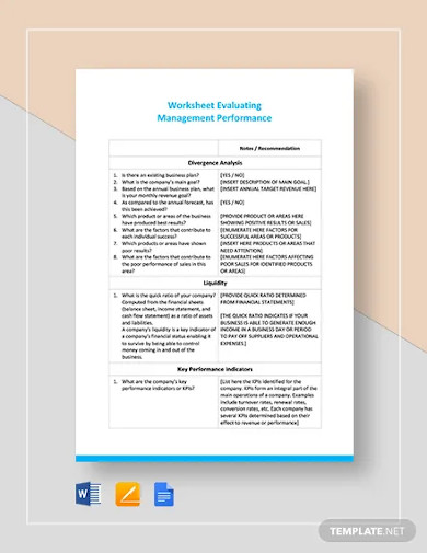 Performance Worksheet - 10+ Examples, Format, Pdf | Examples