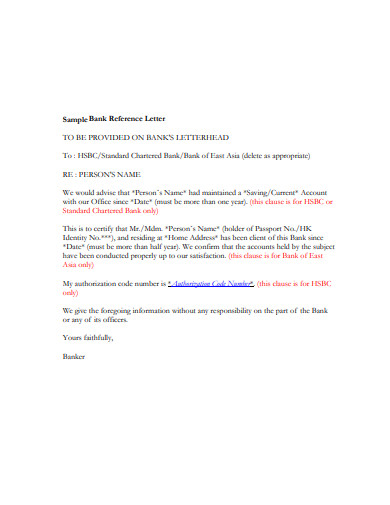 Bank Reference Letter - 10+ Examples, Format, Sample | Examples