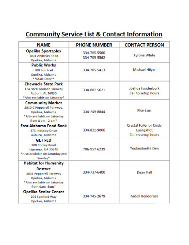 Service List - 10+ Examples, Format, Pdf | Examples