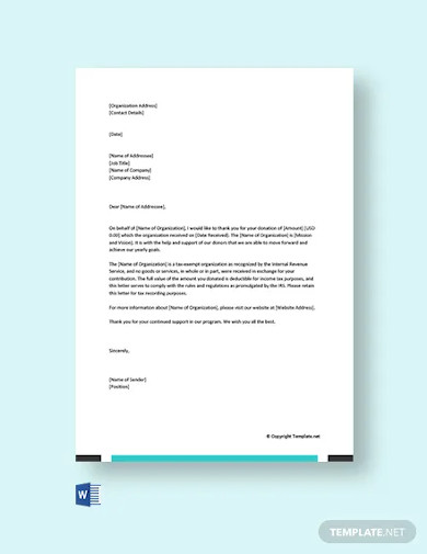 10 Donation Acknowledgement Letter Examples Church Nonprofit Stock 