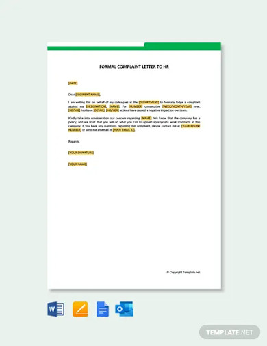 HR Complaint Letter - 10+ Examples, Format, Sample | Examples