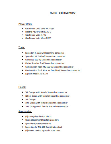 Tool Inventory - 10+ Examples, Format, Pdf | Examples