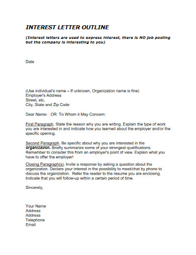 Letters of Interest - 10+ Examples, Format, Sample | Examples