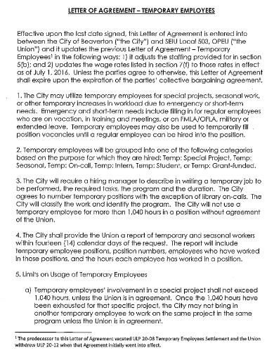 Temporary Employment Agreement - 10+ Examples, Format, Pdf | Examples