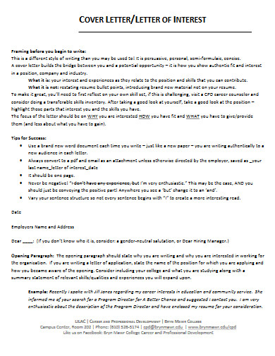 Letters of Interest - 10+ Examples, Format, Sample | Examples
