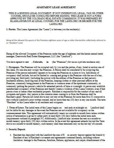 Apartment Lease Agreement - 10+ Examples, Format, Pdf | Examples