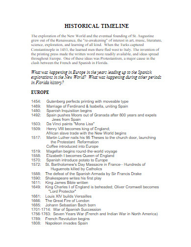 Historical Timeline - 10+ Examples, Format, How To Create, PDF