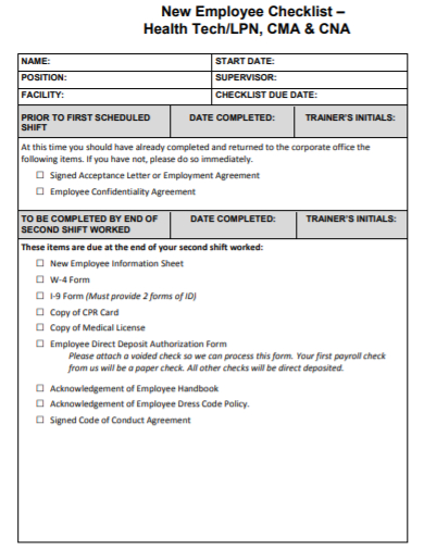 Shift Change Checklist - 10+ Examples, Format, Pdf | Examples