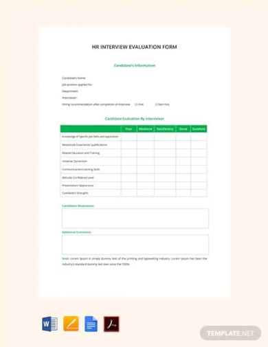 HR Evaluation Form - 10+ Examples, Format, Pdf | Examples
