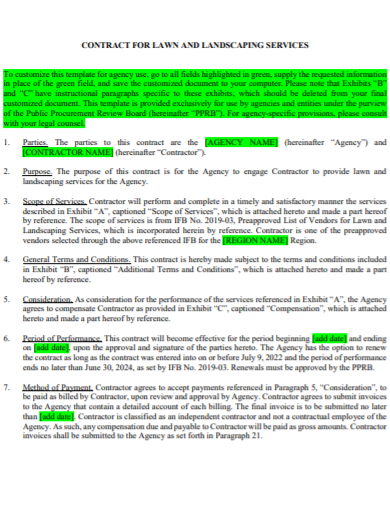 Landscaping Services Contract - 10+ Examples, Format, Pdf | Examples