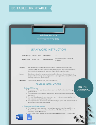 Work Instruction - 34+ Examples, Format, Pdf | Examples