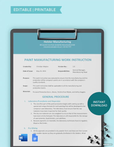 Work Instruction - 34+ Examples, Format, Pdf | Examples