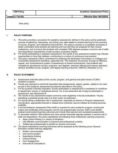 Academic Assessment - 10+ Examples, Format, Sample | Examples