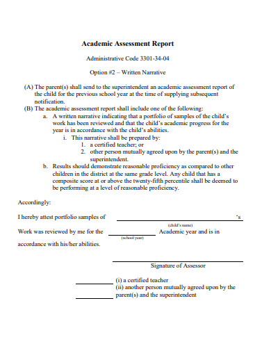 Academic Assessment - 10+ Examples, Format, Sample | Examples