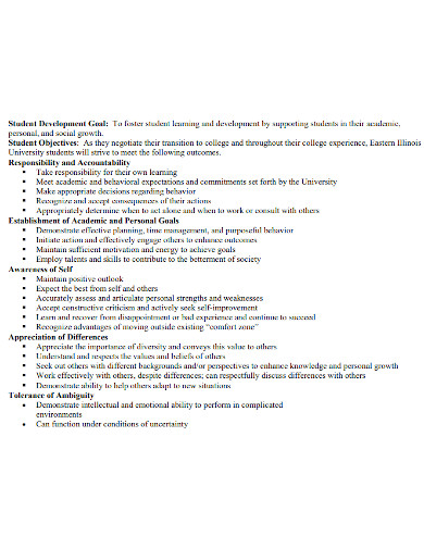 Academic Goals for College Students - 6+ Examples, Format, Sample