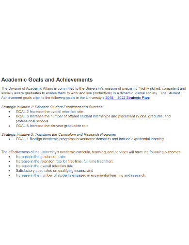Academic Goals for College Students - 6+ Examples, Format, Sample