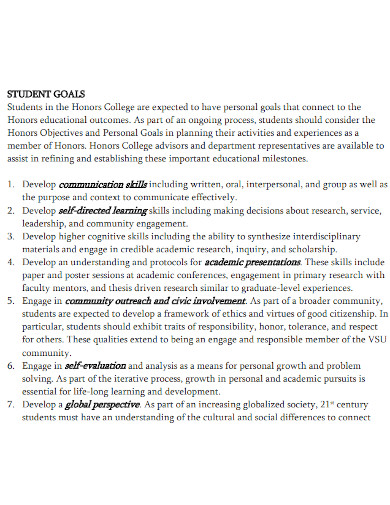Academic Goals for College Students - 6+ Examples, Format, Sample